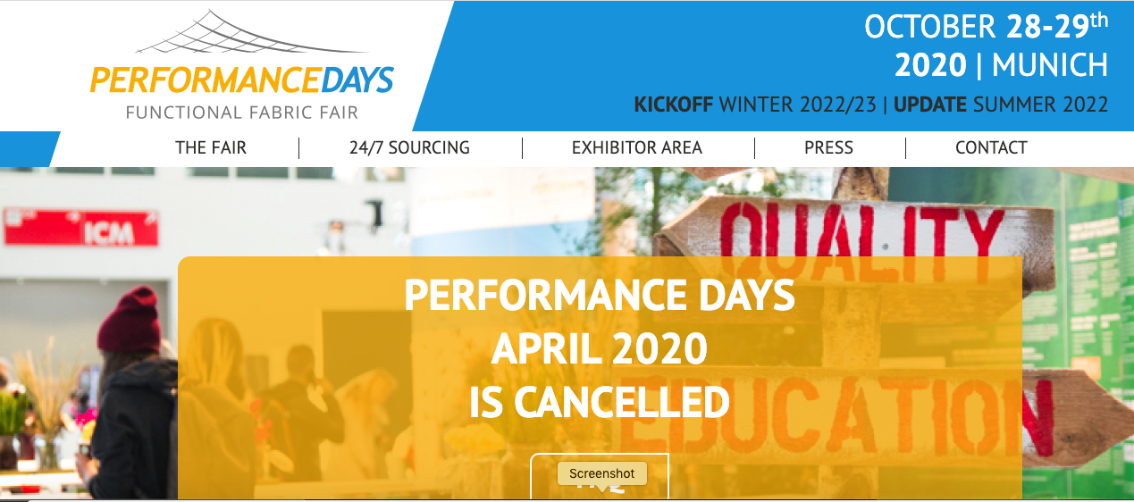 Performance Days April 2020 cancelled
